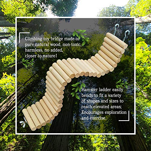 Syrian Hamster Bendy Long Wood Bridges,Dwarf Hamster Bendable Ladder Hideout Toys,Gerbil Chewing Natural Wooden Stuff for Teeth,Hamsters Cage Ramp Climbing Activity for Rodents,Mouse,Mice,Rat