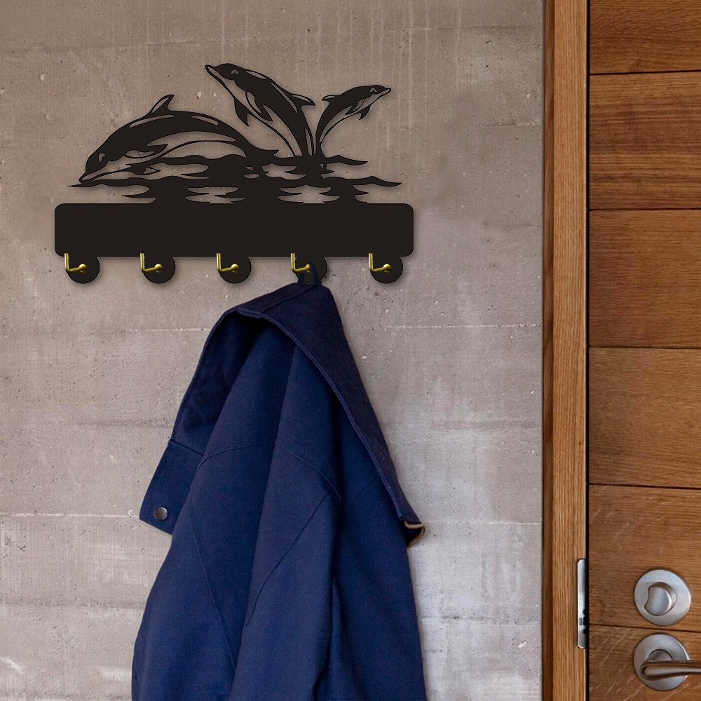 The Geeky Days Dolphin Sign Shape Design Key Hanger Key Hooks Rack Ocean Towel Coat Wall Hook Bathroom Decor Modern Wall Hook Unique Vintage Hook