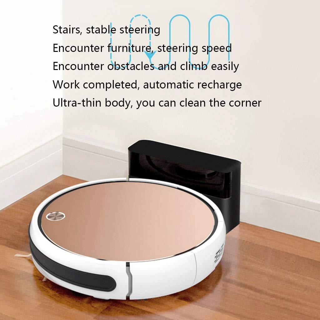 LHLLHL Robot Vacuum Cleaner, Super-Thin, Quiet, Self-Charging Robotic Vacuum Cleaner, Cleans Hard Floors to Medium-Pile Carpets (Color : Gold, Size : 32.5 * 32.5 * 8cm)
