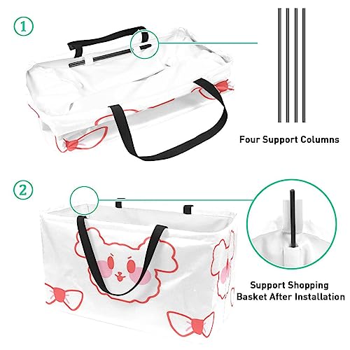 Puppy Full Print Large Capacity Laundry Organizer Tote Bag - Reusable and Foldable Oxford Cloth Shopping Bags