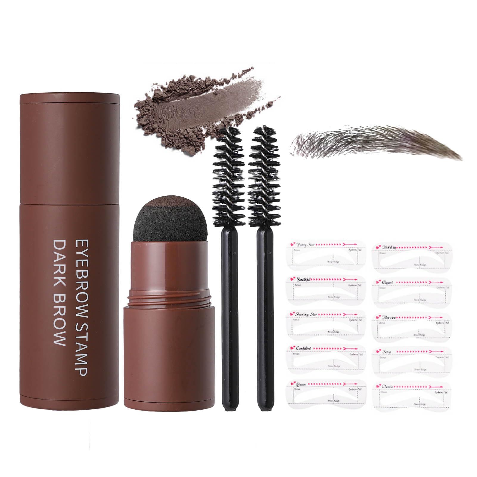 G G Colors Eyebrow Stamp Stencil Kit - Eye Brow Stamping Kit, One Step Brow Trio Stamp Kit, Eyebrow Powder with 10 Reusable Eyebrow Stencils Kit
