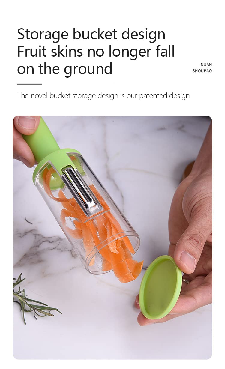 Fruit Vegetable Peeler With Storage -Modern Design Fruit Peeler Potato Peeler For Kitchen Make No Mess First Peeler With Storage Box Easy Use Easy Wash Fish Peeler Easy Grip Cucumber Peeler.