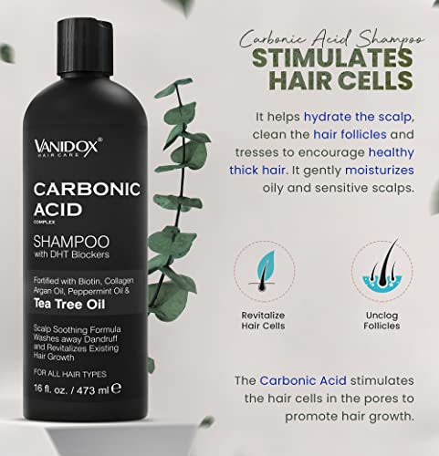 VANIDOX Carbonic Acid Shampoo and Conditioner for Men and Women, Deep Moisturizing Conditioner Thickens, Softens, & Smooths Set for Hair Growth and Repair, Made in USA - 16 Fl Oz Each