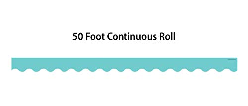Teacher Created Resources Light Turquoise Scalloped Rolled Border Trim - 50ft - Decorate Bulletin Boards, Walls, Desks, Windows, Doors, Lockers, Schools, Classrooms, Homeschool & Offices