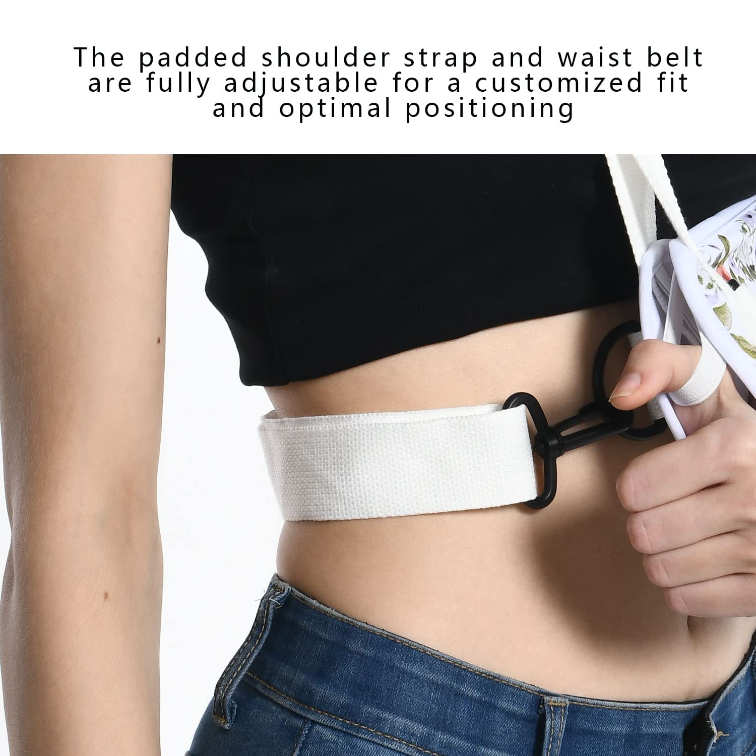 Fotgok Breathable Arm Sling with Waist Belt for Shoulder Women-Shoulder Immobilizer with Strong Support-Breathable Arm Support Brace for Shoulder Injury, Peony
