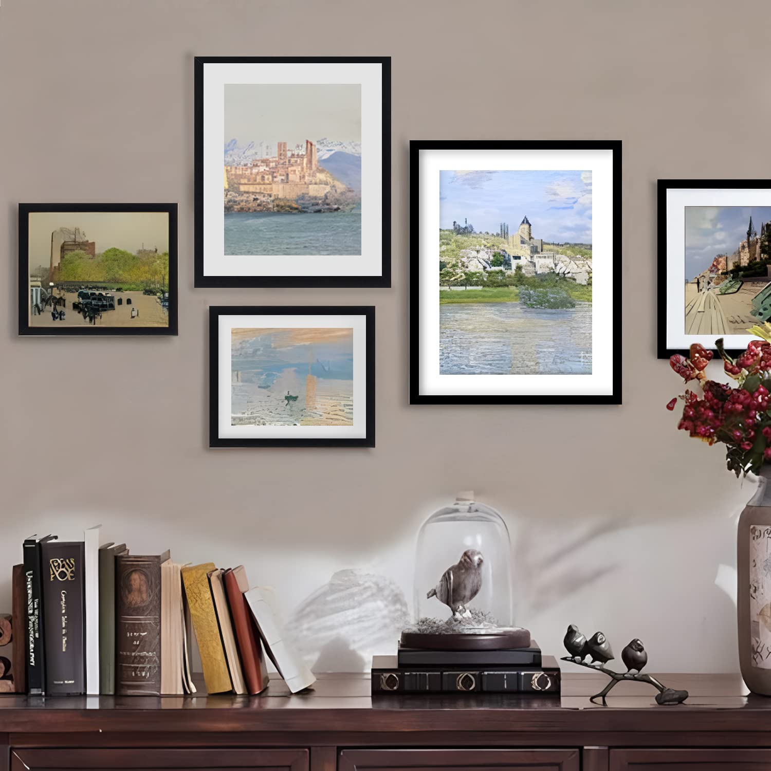 Fsinnsuzi 11x14 Picture Frame Set of 3, Display Pictures 8x10 with Mat or 11x14 Without Mat, Wall Gallery Photo Frames, Black