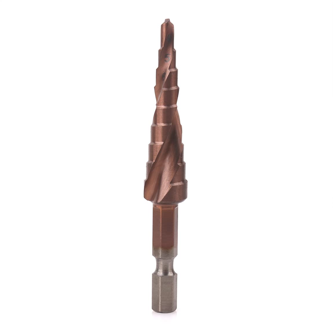 LWCUSNJ Cobalt Step Drill Bit, M35 5% HSS Co, Spiral Flutes and 1/4 Inch Hex Shank, Unibit Step Bit for Hole Drilling in Metal, Copper, Aluminum, Wood, Plastic (4-12mm,1pc)