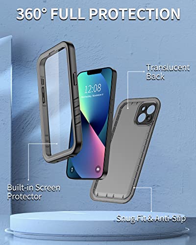 SPORTLINK Compatible with iPhone 13 Mini Waterproof Shockproof Case with Built in Screen Protector - Full Body Heavy Duty Dustproof Rugged 360°Full Sealed Protective Cover 5.4 Inch (Black)