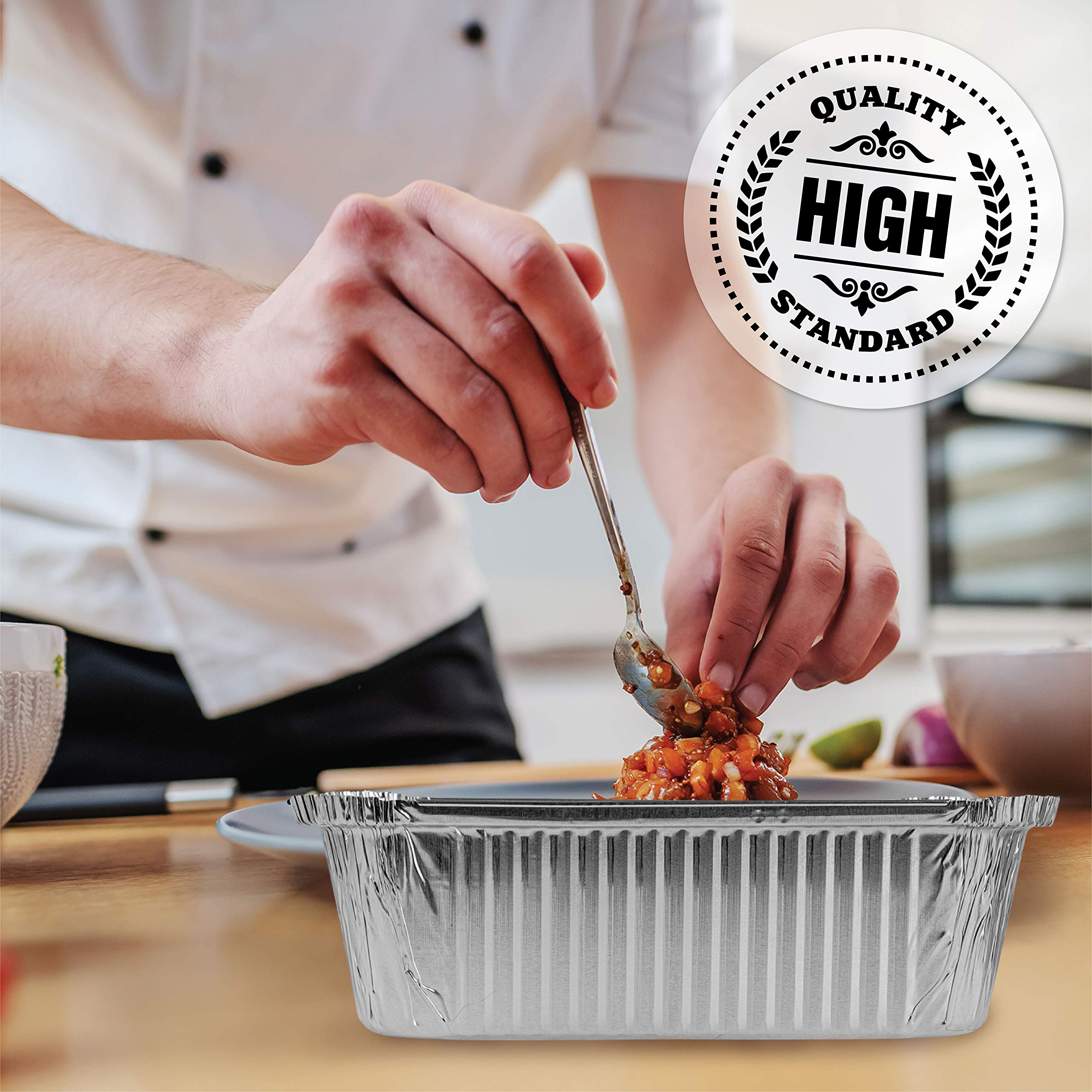 PLASTICPRO Disposable 5 LB Aluminum Takeout Tin Foil Baking Pans 7'' X 10'' X 3'' Inch Bakeware - Cookware Perfect for Baking Cakes,Brownies,Bread, Meatloaf, Lasagna, Pack of 10