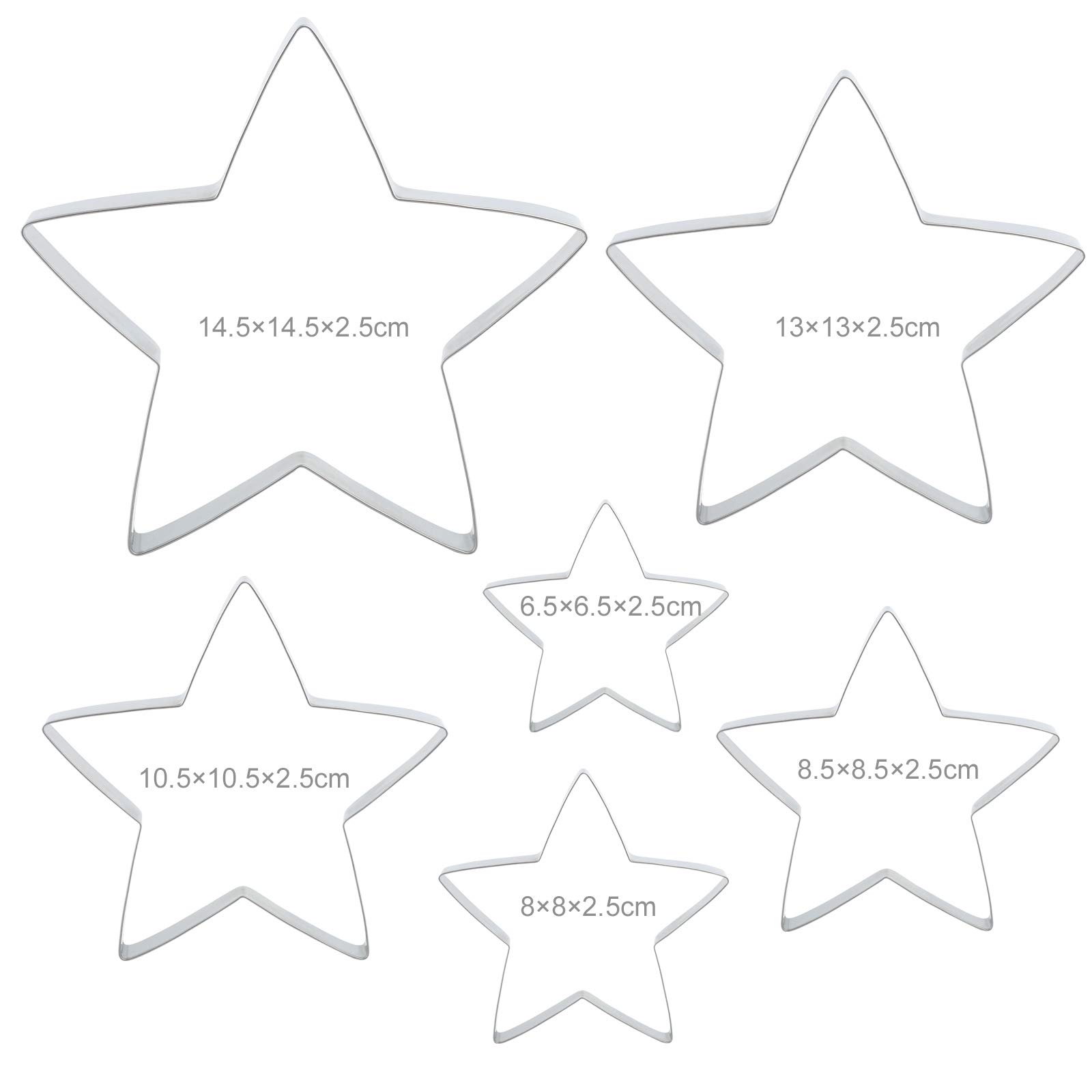 GWHOLE Gingerbread Christmas Cookie Tree Cutter Set, Star Linzer Cookie Cutters for Kids Winter Holiday Party, Set of 6