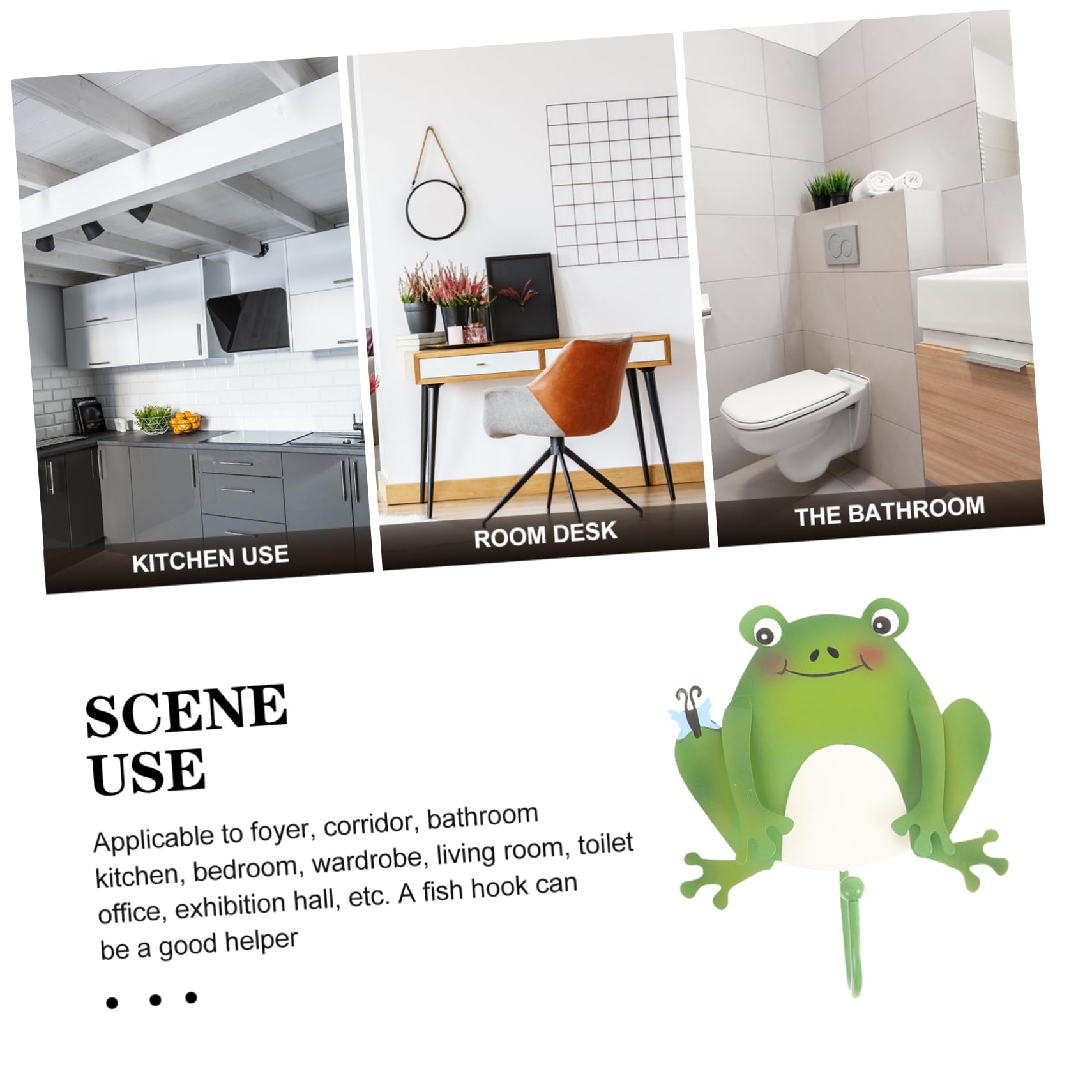 STOBAZA Coat Hanger Hooks Key Storage Hook 3pcs Frog Hook Wall Decoration Iron Key Animal Wall Storage Hook Towel Hook