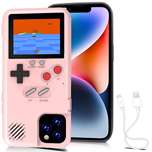 Mecbellor Gameboy Case for iPhone 14, Phone Cover with Playable Games, Video Game Console, Gaming Phone Case, Pink