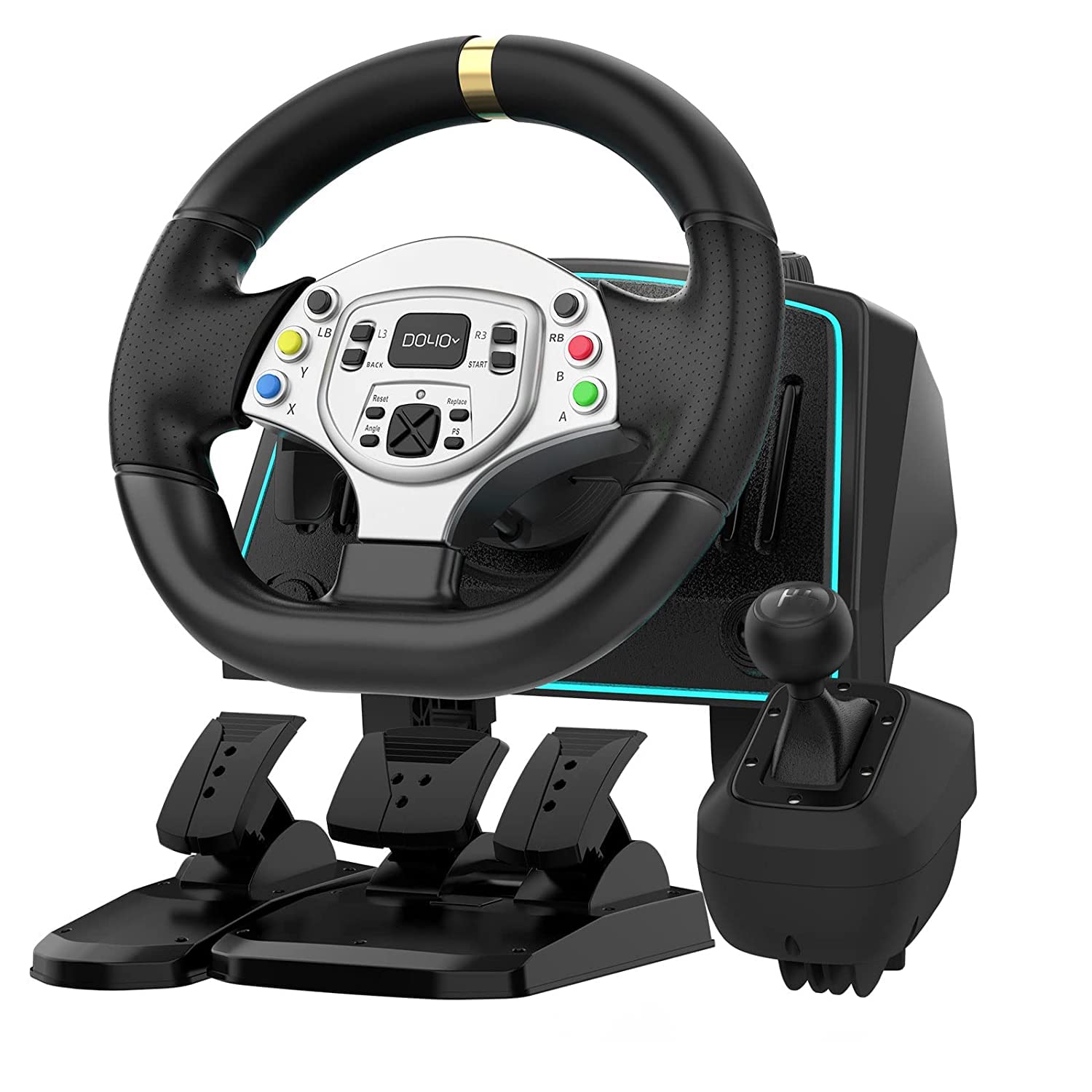 NBCP PC Racing Wheel with Clutch and Shifter,G30 Car Sim 1080° Gaming Steering Race Wheel for PC,PS3,Switch,Android