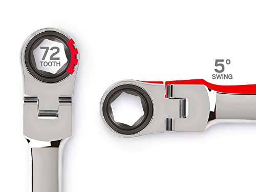 TEKTON 7/16 x 1/2 Inch Long Flex Ratcheting Box End Wrench | WRN77005