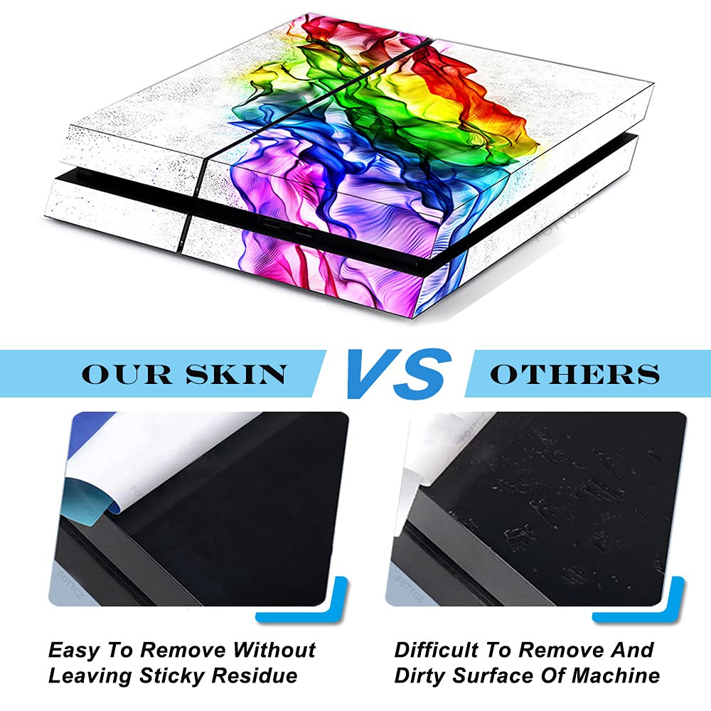 FOTTCZ Whole Body Vinyl Skin Sticker Decal Cover for Playstation 4 Console and Two Controllers - Rainbow Band