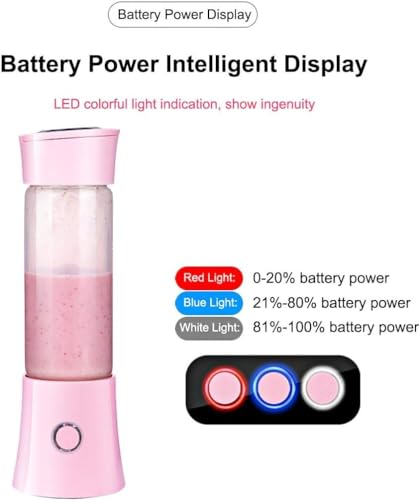 Toycol Portable Blender, Mini Personal Size Blenders for Smoothies and Shakes,Travel Juicer Cup Smoothie Maker with Updated 6 Blades USB Rechargeable Fruit Mixer with 4000mAh Battery16Oz Pink