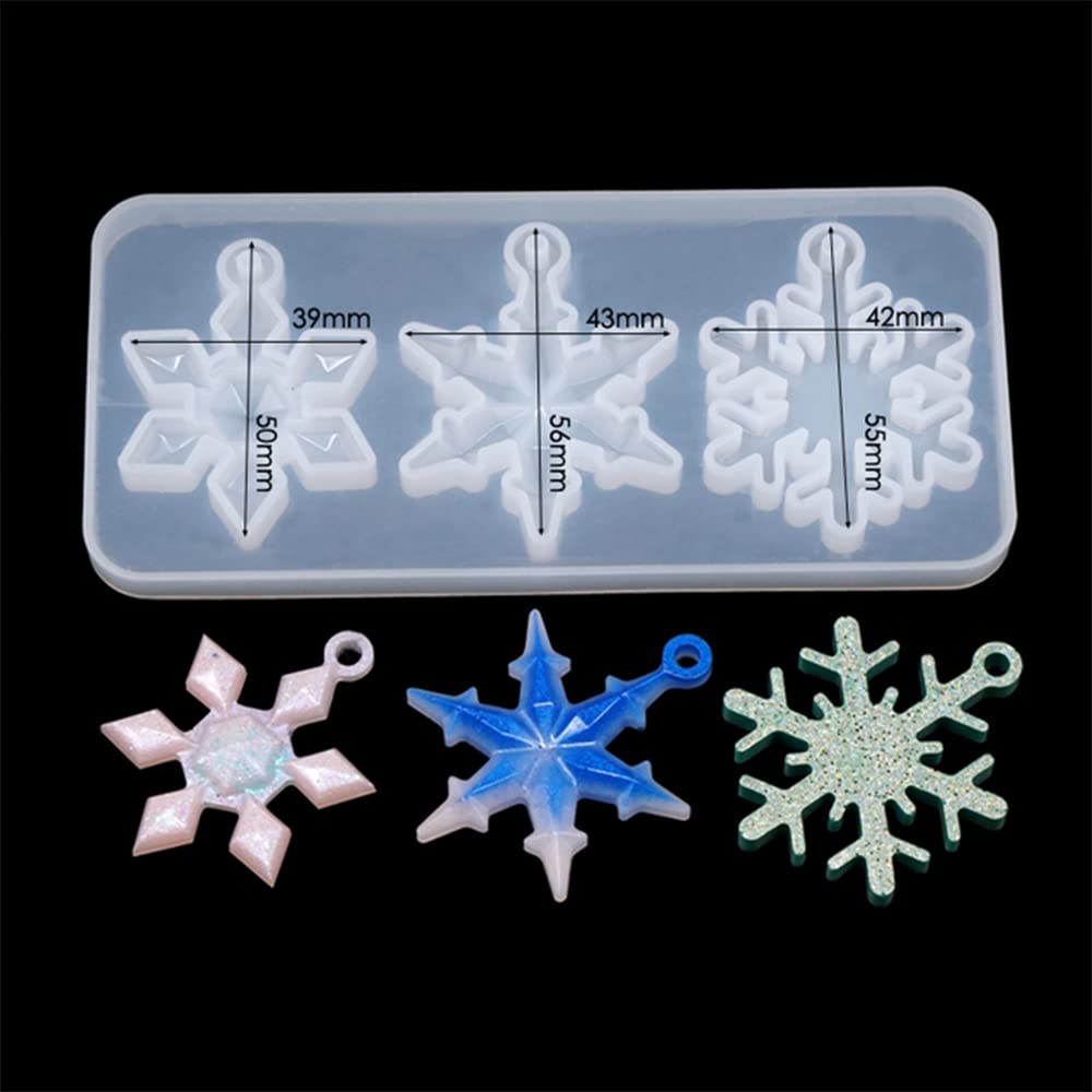 Fuerlun Large Snowflake Silicone Molds for Epoxy Resin, 3D Christmas Ornament Resin Molds for Christmas Tree & Car Decoration, Keychain, Xmas Gift (6 Varying Sizes)