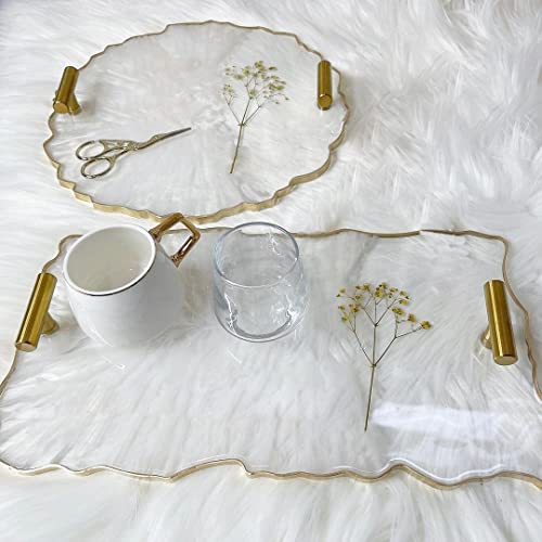 XL Tray Mold,14 inches Irregular Rectangle Silicone Tray Molds and 10 inch Round Geode Tray Resin Mold Silicone for Making Resin Craft,Home Decoration