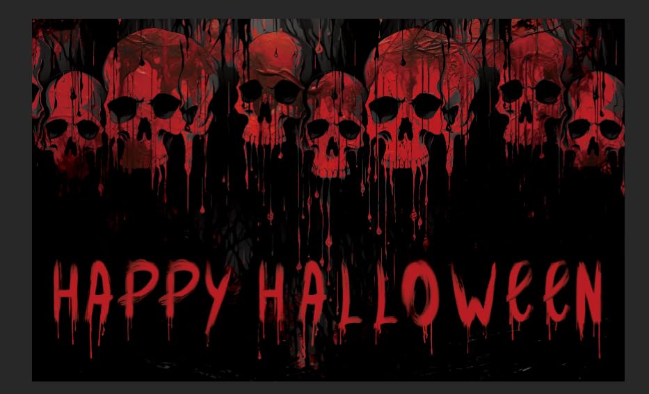 Scary Skull Table Runner Table Decorations, Halloween Background Banners Horror Halloween Photo Background for Halloween Party Wall Door Decor