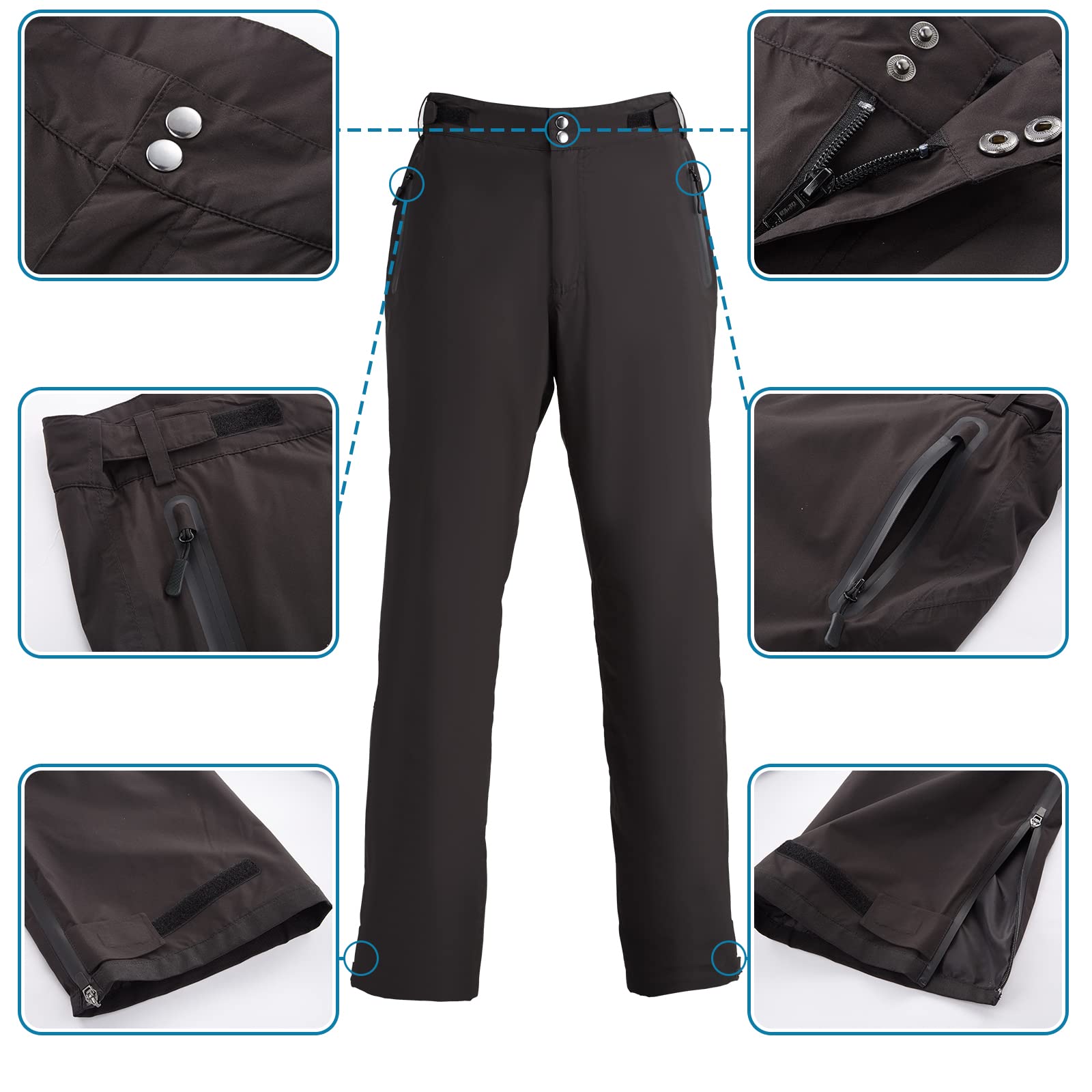 K.E.J. Golf Pants Men Jacket Waterproof Rain Suit Lightweight Raincoat for Hiking Fishing Hunting Camping Travel