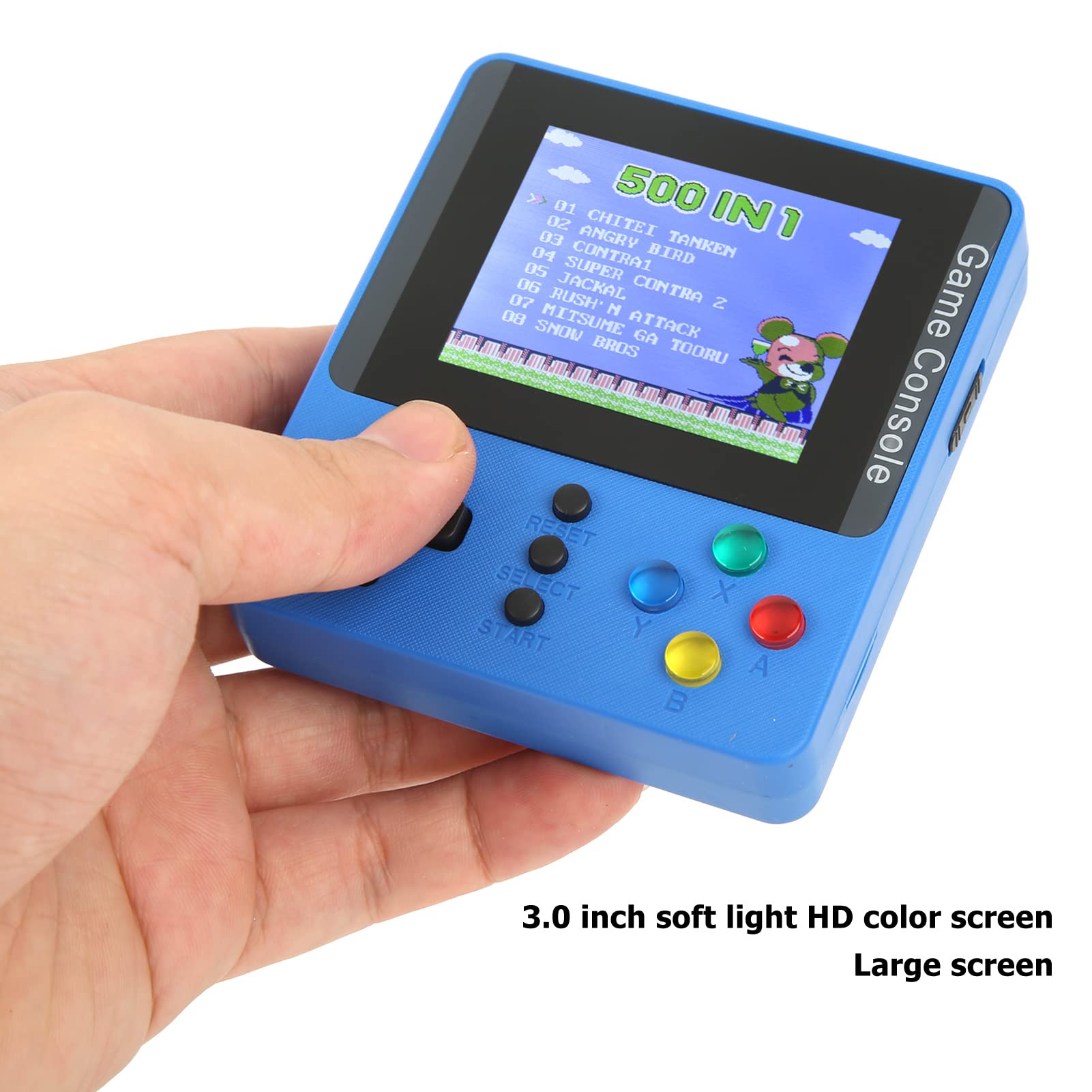 K5 Handheld Game Machines, Handheld Game Console 3.0 Inch Color Screen Mini Game Console Support TV Connection Blue Single Player
