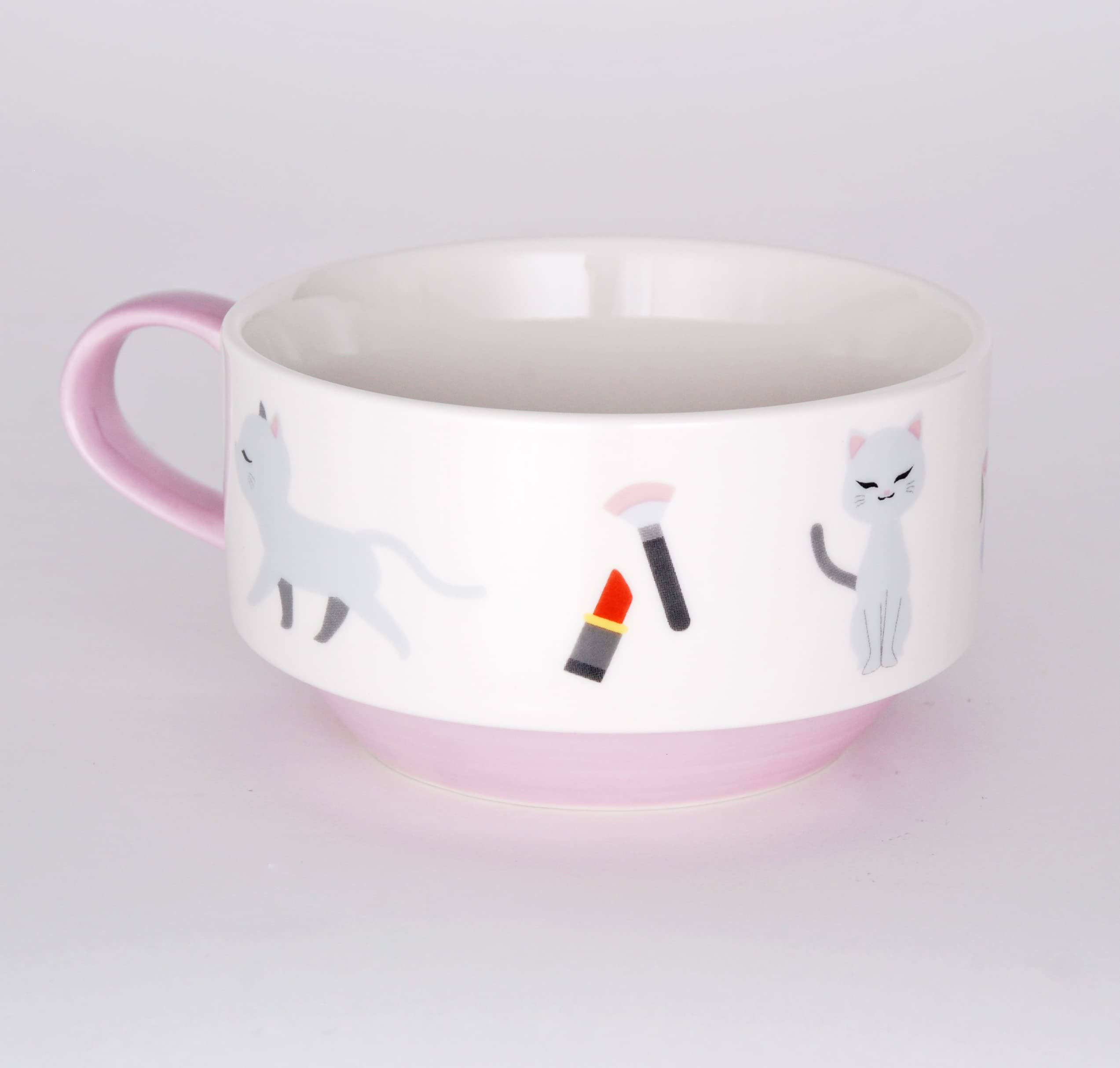 Fuji Merchandise Genki Cats Stackebale Coffee Cups With Handle 11 fl oz Kitten Neko Design (Runa)