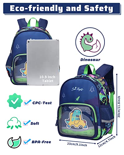Tanou Toddler Backpack for Boys, 11 Inch Ultra-light Kids Small Backpacks, 2023 Cute Toddler Bag for Preschool Day Care, Dinosaur