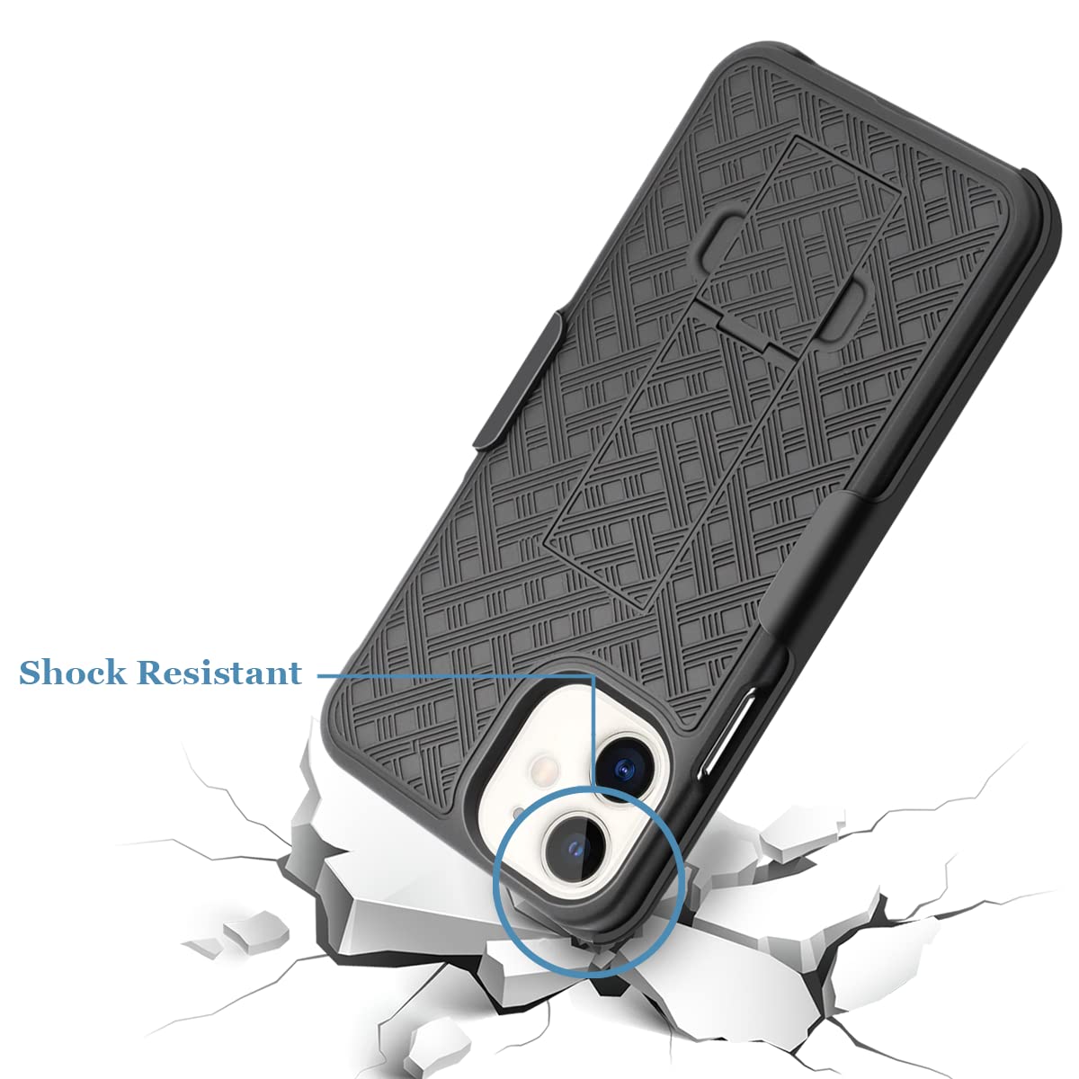 Fingic iPhone 11 Case, iPhone XI Case, iPhone 11 Belt Clip Holster Case Slim Combo Shell with Kickstand Swivel Belt Clip Holster Rugged Protective Cover for Apple iPhone 11 6.1 inch 2019 - Black