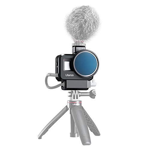 G8-9 Camera Video Cage Vlog Case with Microphone Cold Shoe Mount and Lens Filter Adapter Sport Camera Vlog Accessories Compatible with GoPro 8