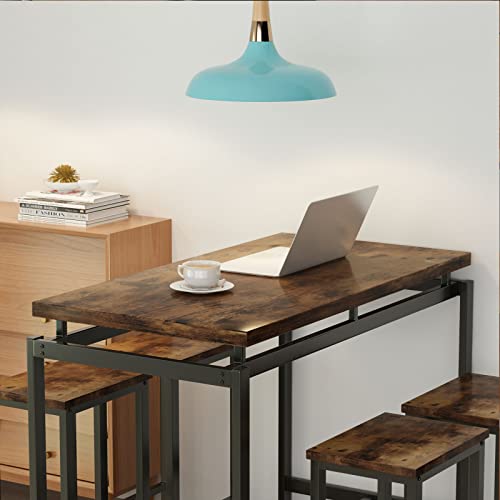 tantohom Dining Table Set for 4, Metal Frame Modern Wood Bar Table and Chairs Set, Kitchen Table and Chairs for 6 for Space Saving