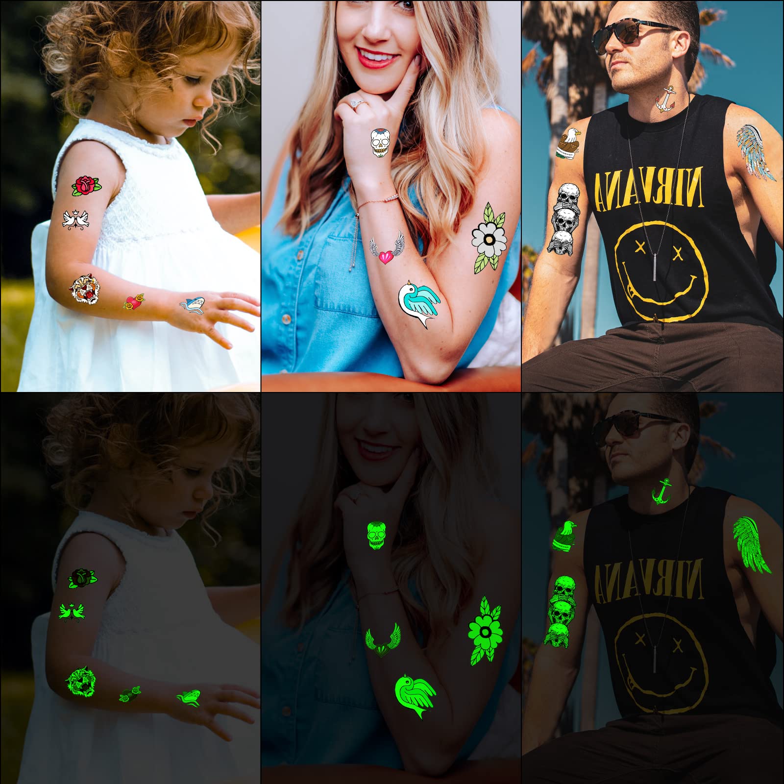 MECOLOUR Printable Temporary Tattoo Paper Luminous 8.5"X11" 5 Sets for Inkjet Printer, Personalized DIY Image Transfer Decal Paper for Skin, For Celebrate Festivals, Parties, Birthday Bashes,New Year
