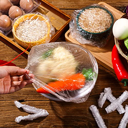TaoBary Disposable Food Covers Elastic Plastic Covers with Elastic Edge 16.5" Food Storage Covers Reusable Stretch Bowl Covers for Outside Picnic Clear Plate Wrap Food Lids for Leftovers (600 Pcs)