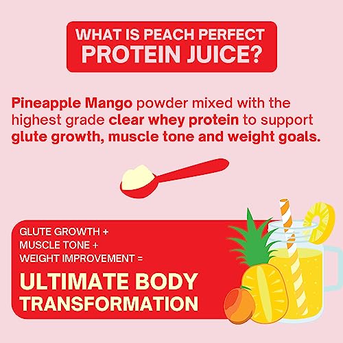 Peach Perfect Protein Juice | 30 Servings | Protein Powder for Women, Muscle Builder & Weight Management, Pineapple Mango, Meal Replacement Shake, Protein Water, Clear Whey, Booty Building Protein