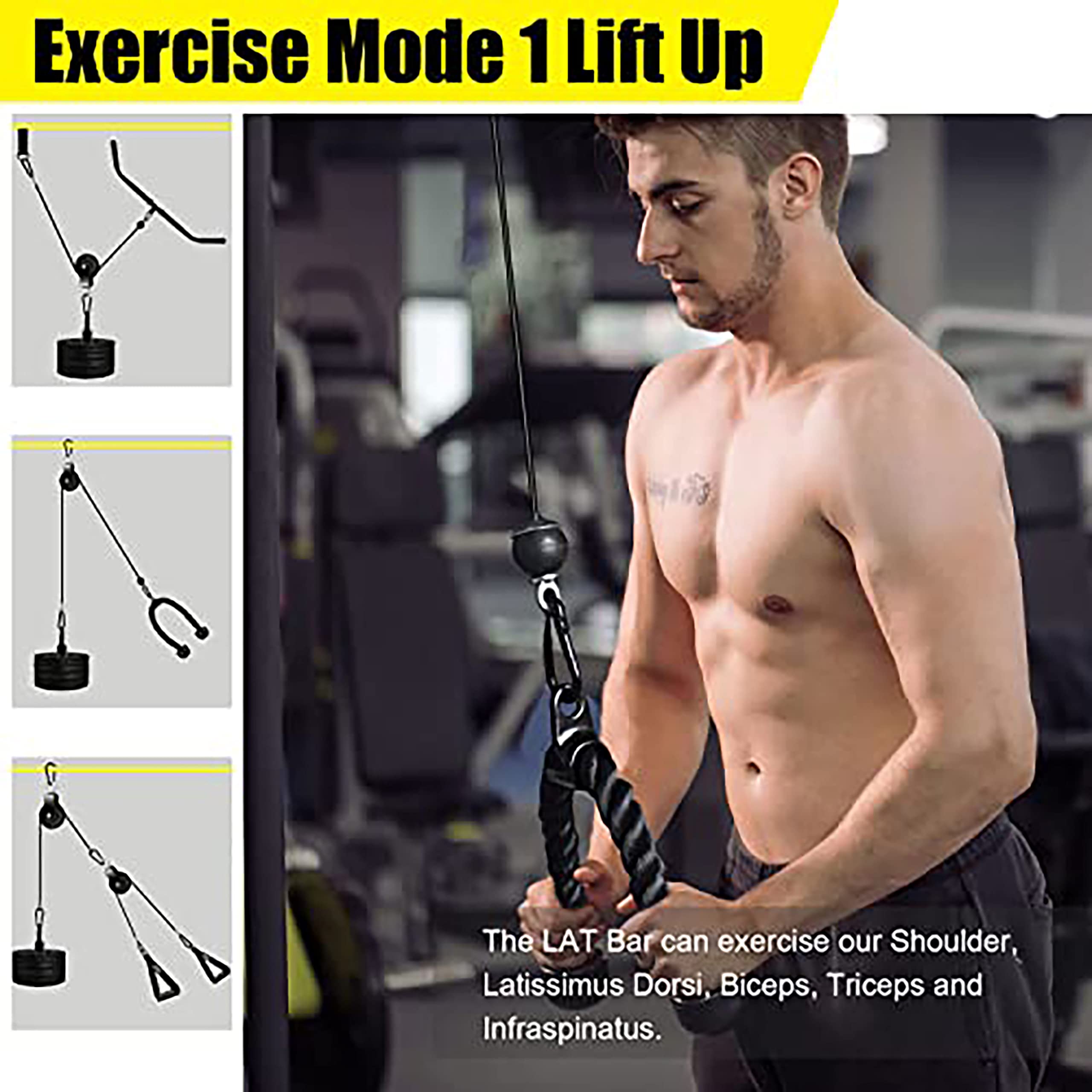 GAGAGYM Home Gym Pulley System, Tricep Workout Pulley System for LAT Pulldown, Biceps Curl, Triceps, Shoulders, Back, Forearm Workout, Weight Cable Pulley System for Squat Rack, Garage