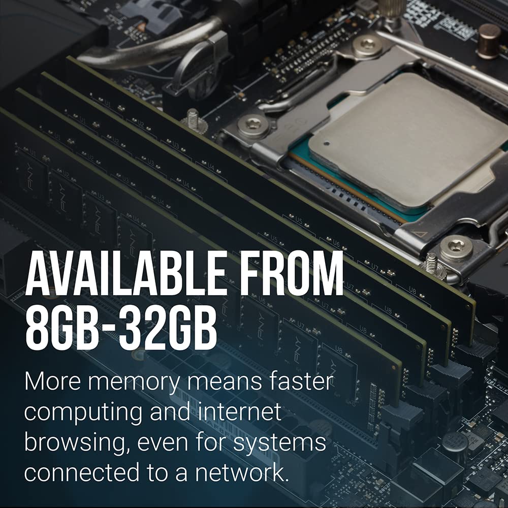 PNY Performance 16GB DDR4 DRAM 3200MHz (PC4-25600) CL22 (Compatible with 2666MHz, 2400MHz or 2133MHz) 1.2V Desktop (DIMM) Computer Memory – MD16GSD43200-TB