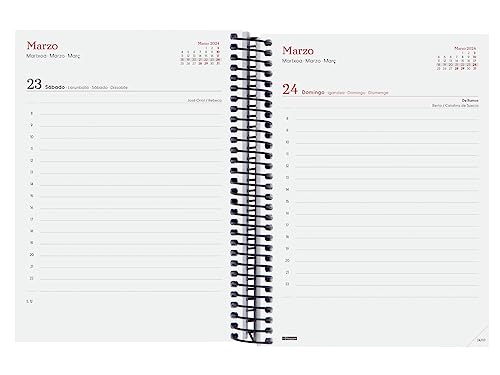 Finocam - Planner 2024 Spiral Design Collection 1 Day Page January 2024 - December 2024 (12 Months) Spanish Forest