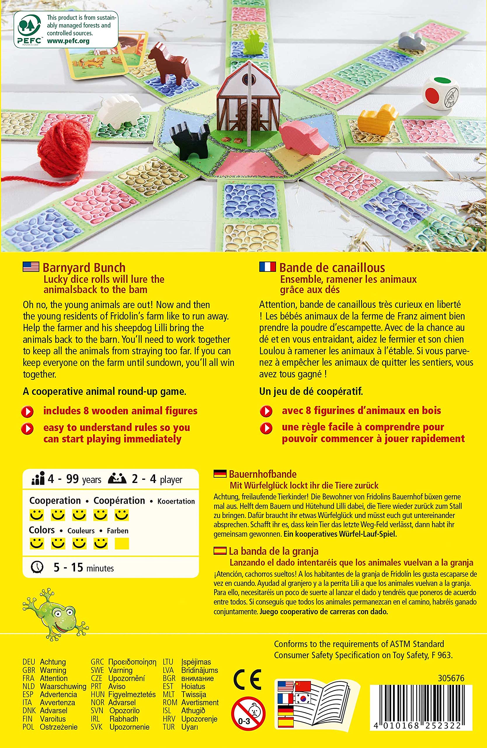 HABA Barnyard Bunch - A Cooperative Dice Rolling Racing Game for Ages 4 and Up (Made in Germany)