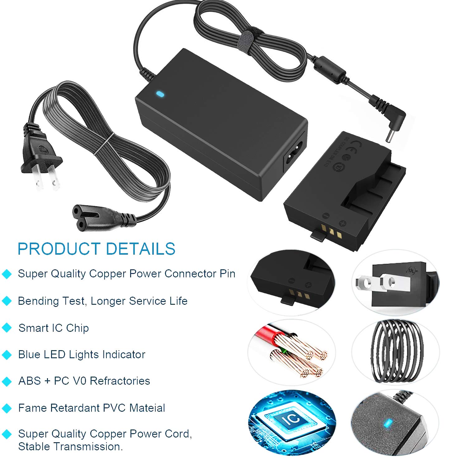 F1TP ACK-E10 AC Power Supply Adapter DR-E10 Dummy Battery Kit Replace LP-E10 Battery for Canon EOS Rebel T3 T5 T6 T7 1100D 1200D 1300D 1500D 2000D Cameras