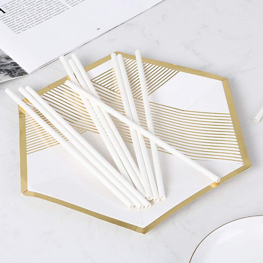 JITUUE Paper Straws Individually packaged - Eco-Friendly Party Supplies in Bulk for Restaurants - Perfect for Juices, Shakes, Smoothies, Ice Coffee & More(White,200 pcs)