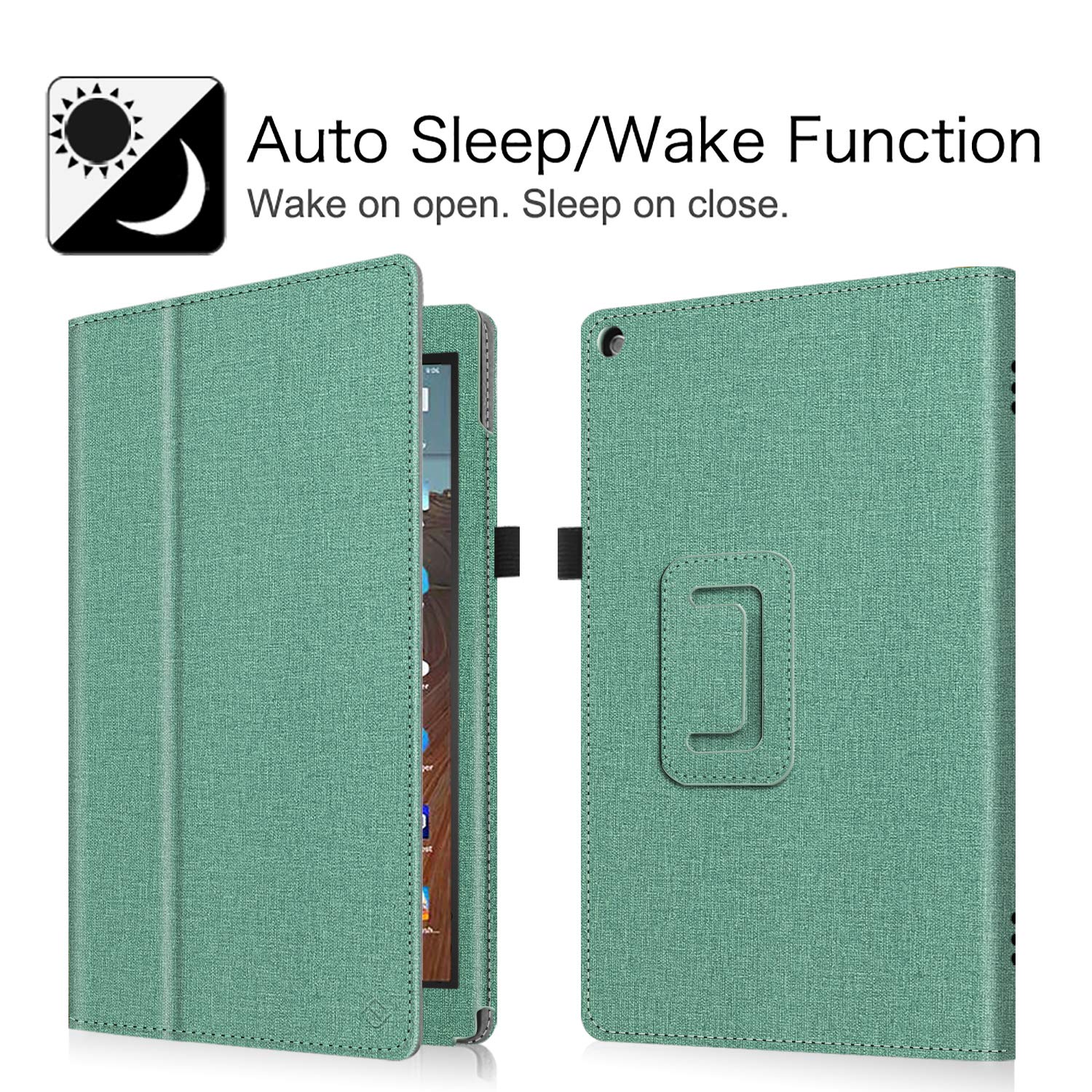 Fintie Folio Case for Amazon Fire HD 10 Tablet (Compatible with 7th and 9th Generations, 2017 and 2019 Releases) - Premium PU Leather Slim Fit Stand Cover with Auto Wake/Sleep, Sage