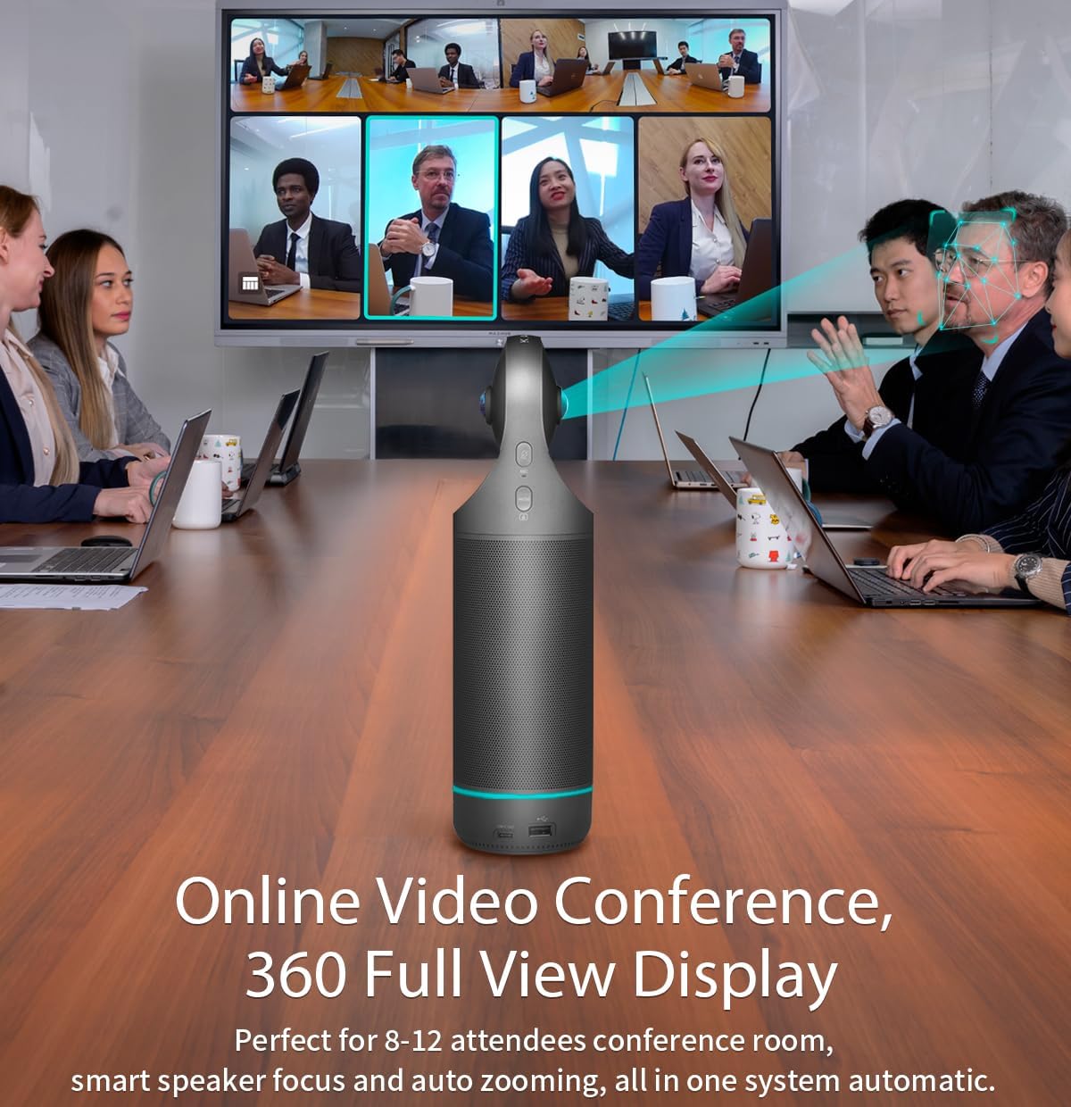 KanDao Meeting Pro 360 Video Conference Camera, 4-in-One AI Smart Tracking Video Conferencing System, Works on Microsoft Teams, Zoom, Google Meet, Skype etc, Hybrid Meeting Room Zooming Camera