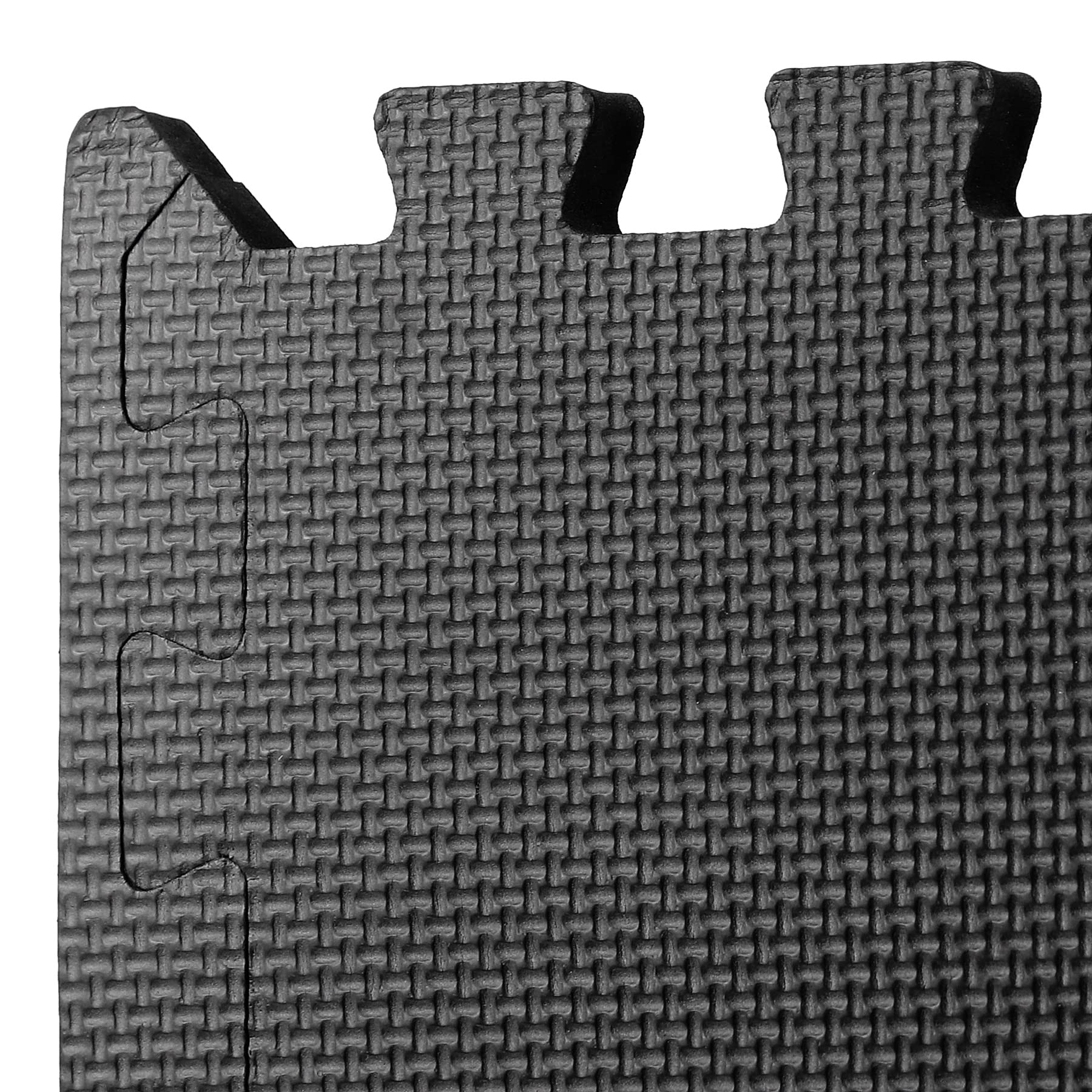 F2C 6 Pieces Puzzle Exercise Mat EVA Foam Interlocking Tiles with 12 End Borders for Gym Home Exercise Workout Floor Protecting Black