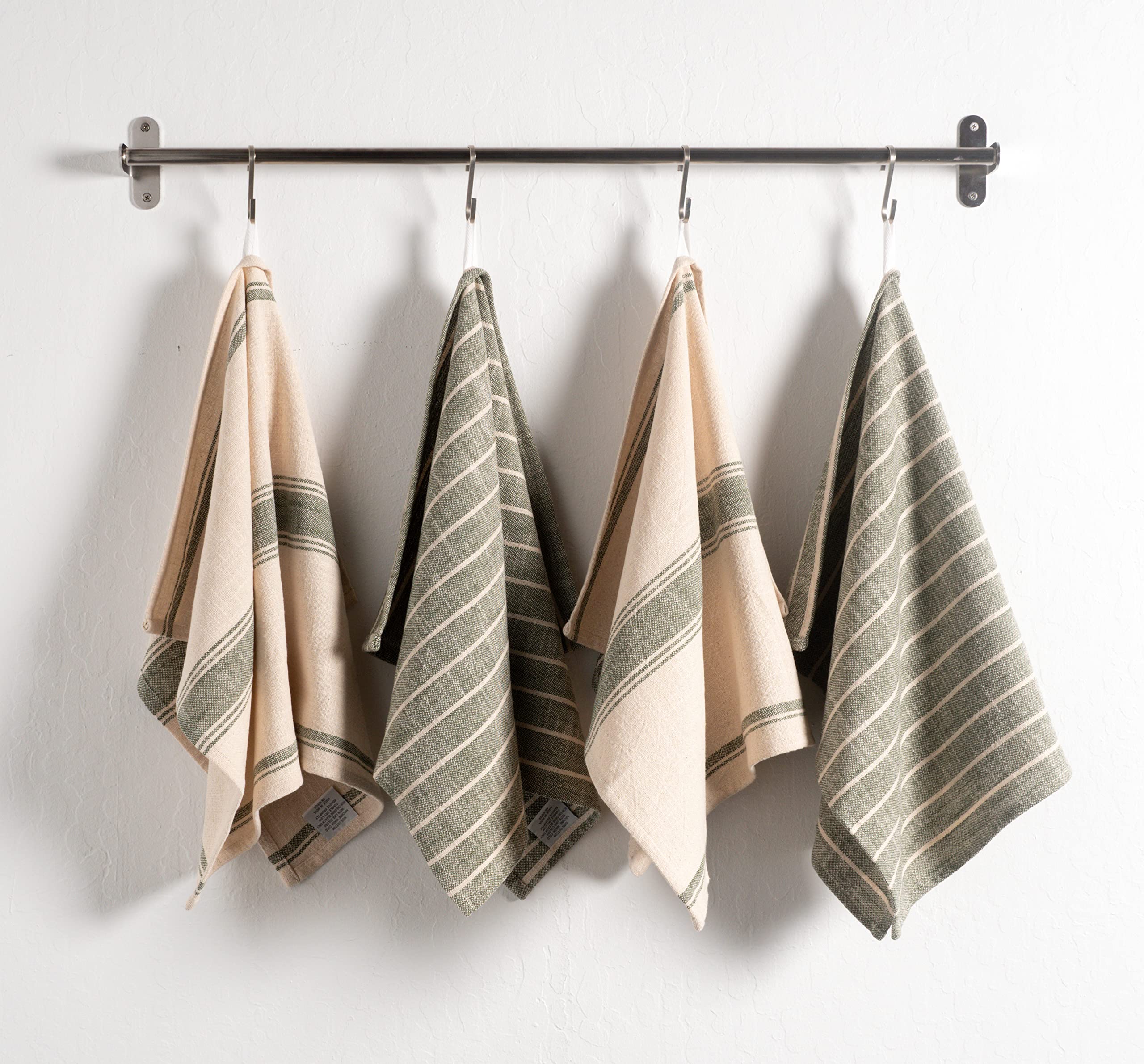 KAF Home Set of 4 Natural Rustic Farmhouse Slubbed Kitchen Towel | 100% Cotton Dish Towel, 18 x 28 Inches | Soft and Absorbent | Set of 4