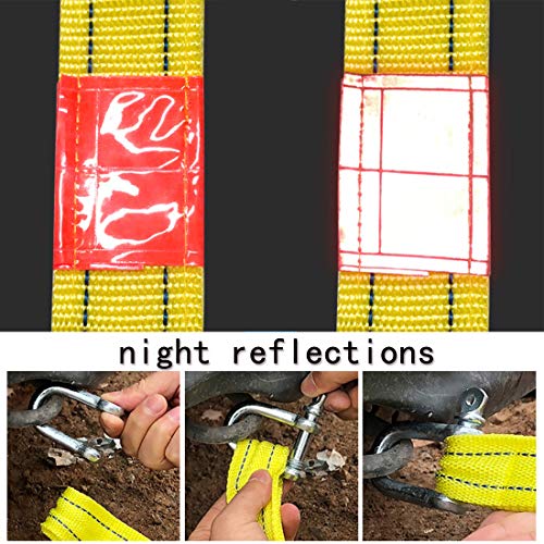 Feeziloe 13' Long 11000 Lb(4Maters 5Ton) High Strength Tow Rope Strap, with Two Safety D-Ring Hooks, Winch Rope for Recovery Tow