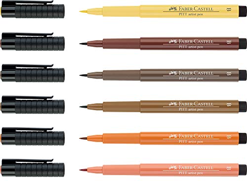 Faber-Castel FC167106 Box of 6 PITT Artist Terra Pens, India Ink, B Box