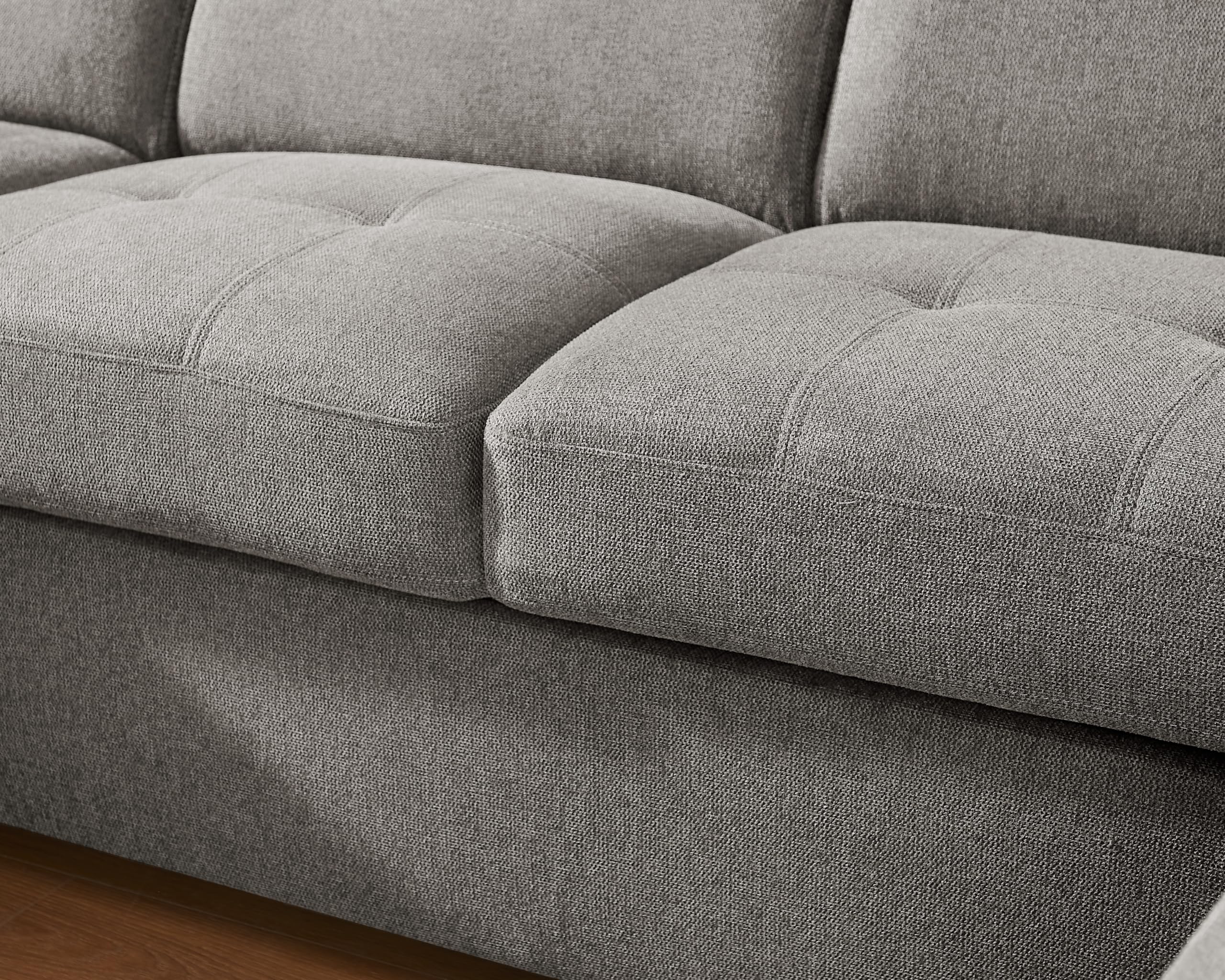 THSUPER 125'' U Shaped Sectional Sleeper Sofa with Pull Out Bed, Storage Chaise Lounge, and Adjustable Headrest, Oversized Sectional Couches for Living Room - Belfast Light Grey