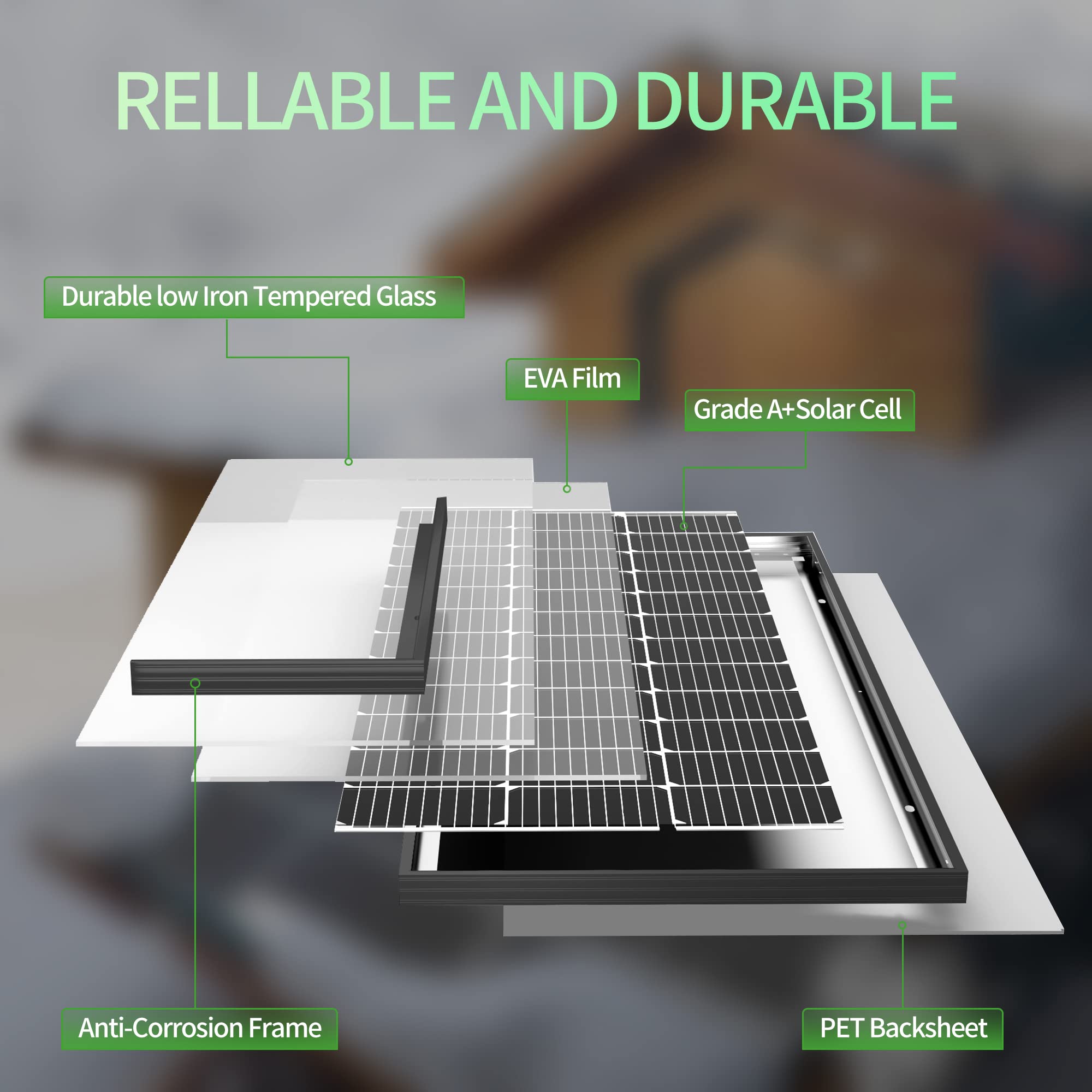 JJN 9BB Solar Panels 12V 100 Watt Monocrystalline Solar Panel High Efficiency Solar Module PV Charge for RV Battery Boat Caravan and Other Off Grid System(Random Color)