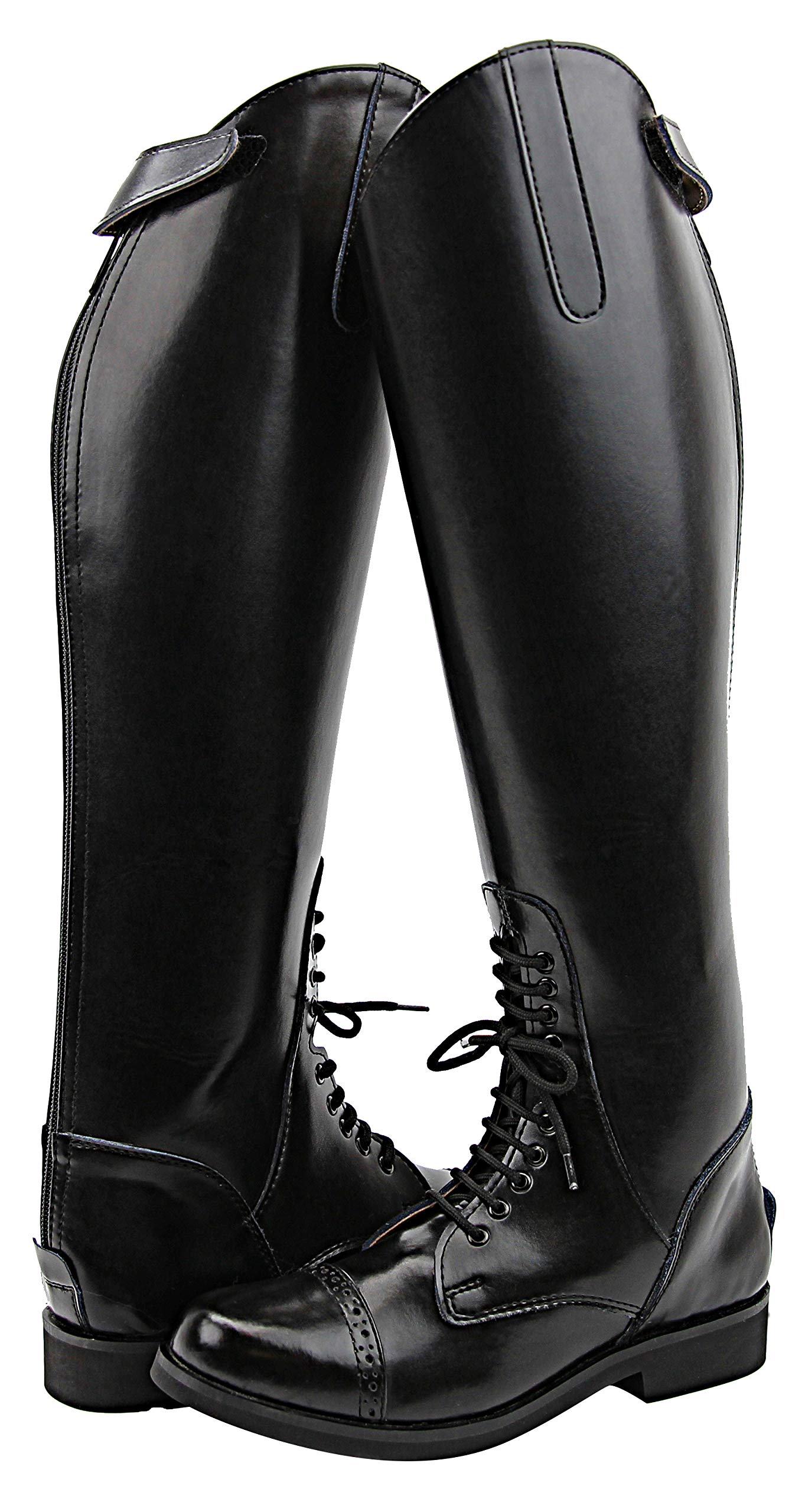 Hispar Women Ladies Victory Leather English Field Boots Horse Back Riding Equestrian - Black 10 WIDE CALF