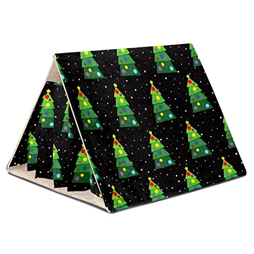 Y-DSIWX Guinea Pig House Bed, Rabbit Large Hideout, Small Animals Nest Hamster Cage Habitats Green Seamless Christmas Tree