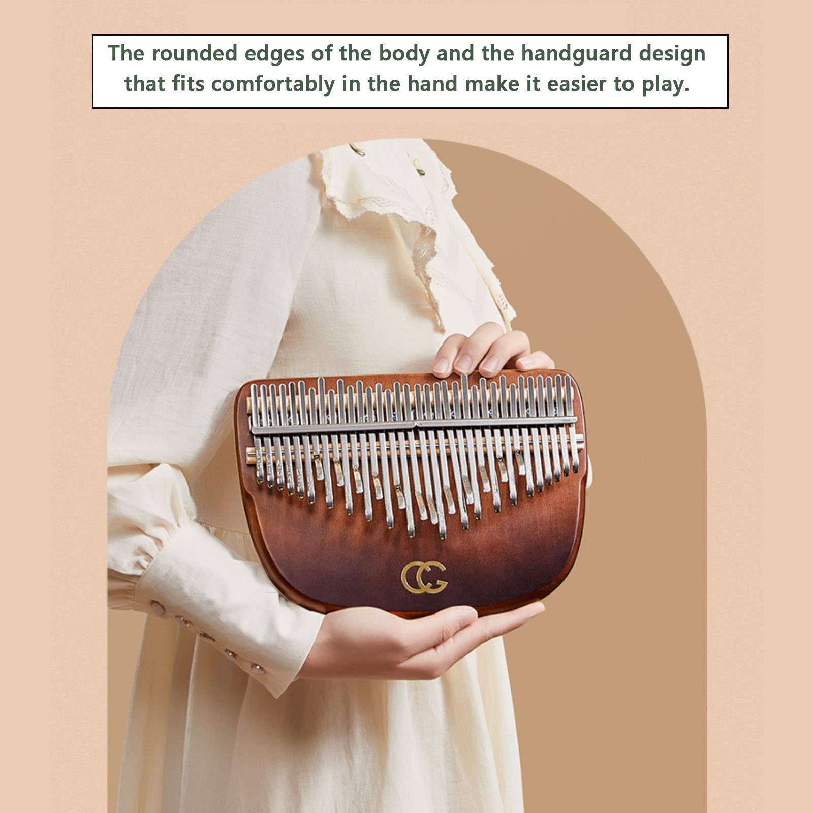 Kalimba 34 Keys Thumb Piano Includes Chromatic Scales Beginner's Set Protective Case Tuning Hammer African Instruments with Manual for Children Adults Beginners Best Gift (Veneer type,Brown)